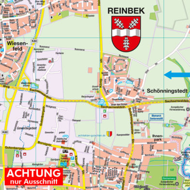 Stadtplan Reinbek, Glinde, Wentorf bei Hamburg (Mittelzentrum), 1:20 ...